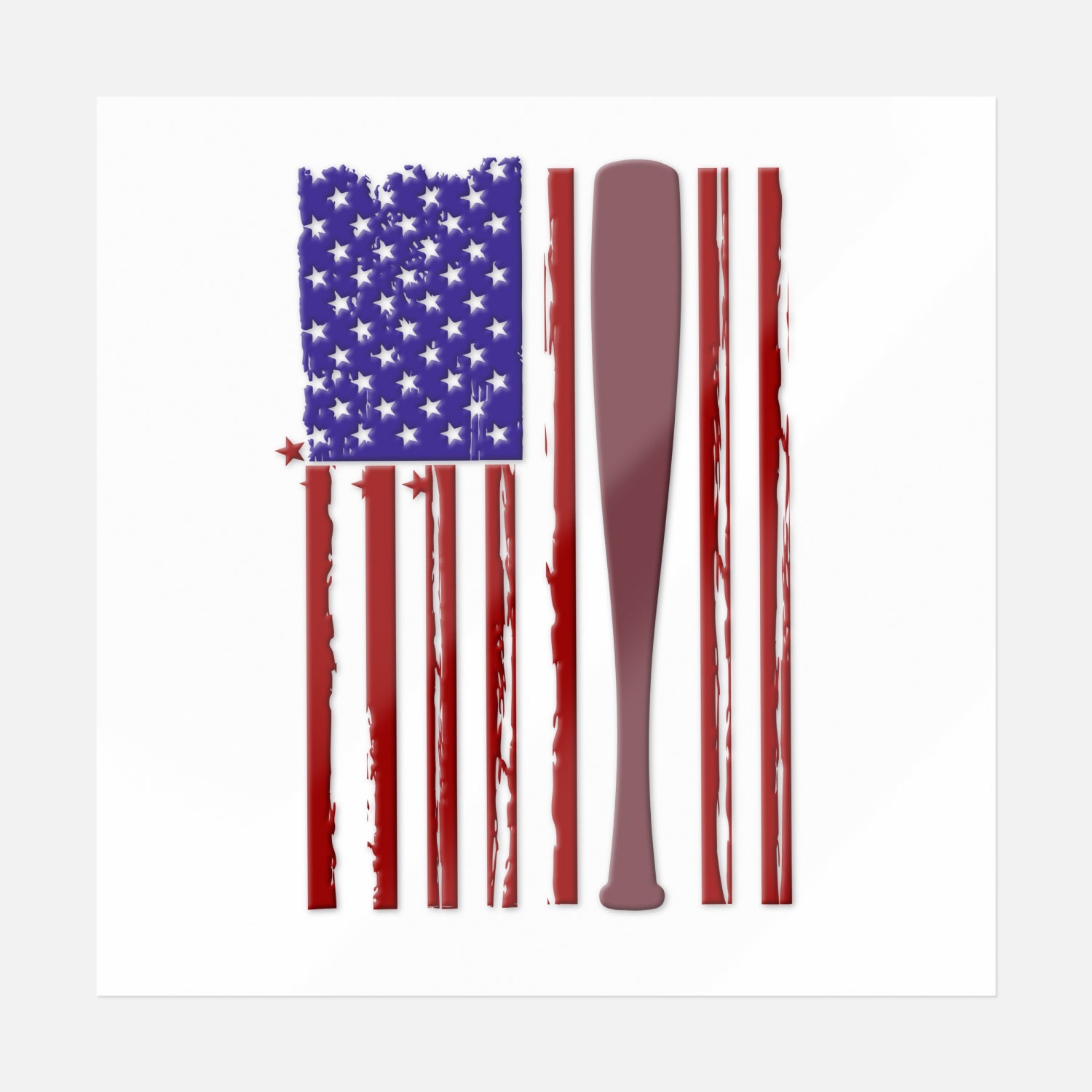 Baseball Bat Flag Sticker | UV DTF Transfer Stickers