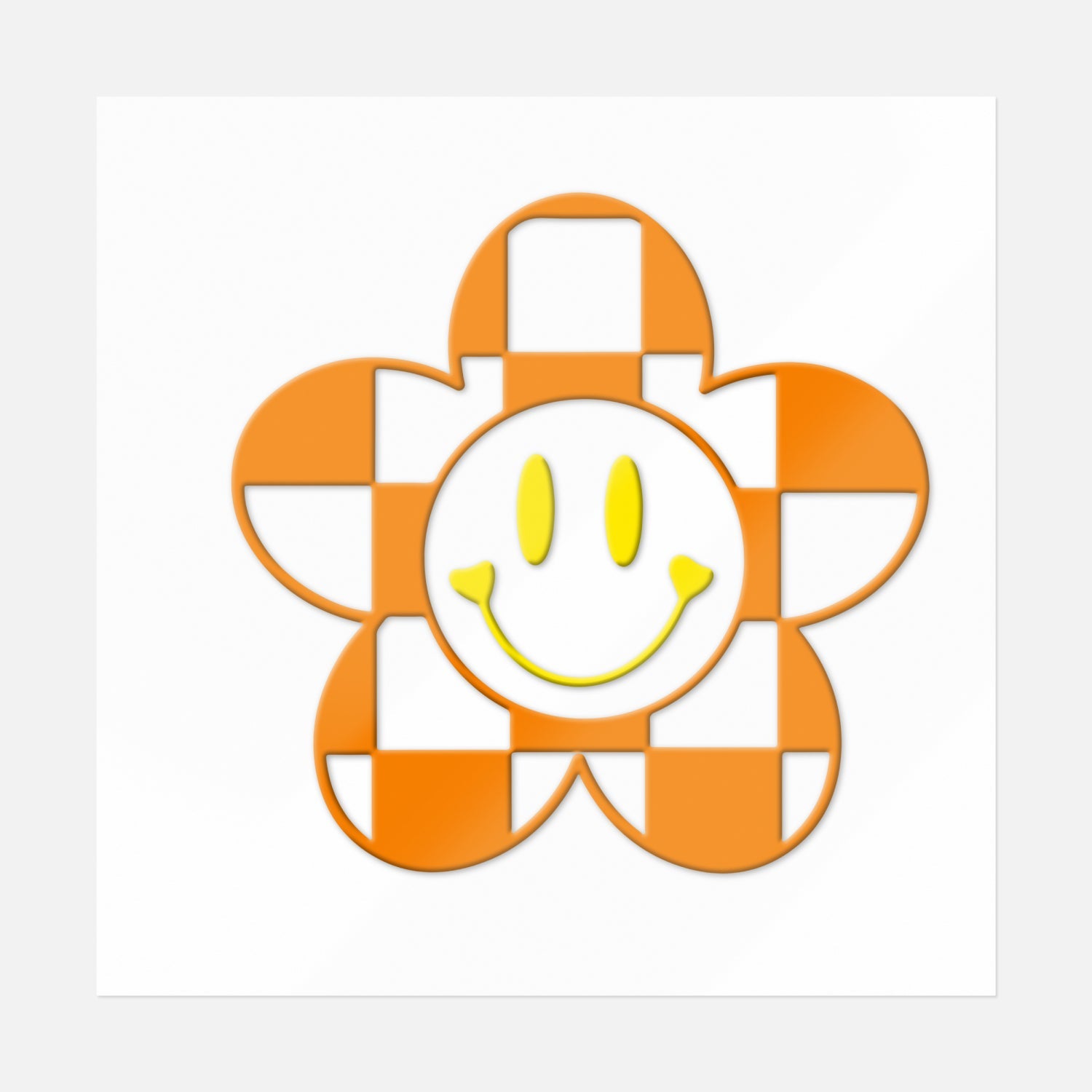 Checker Flower Smiley Sticker | UV DTF Transfer Stickers