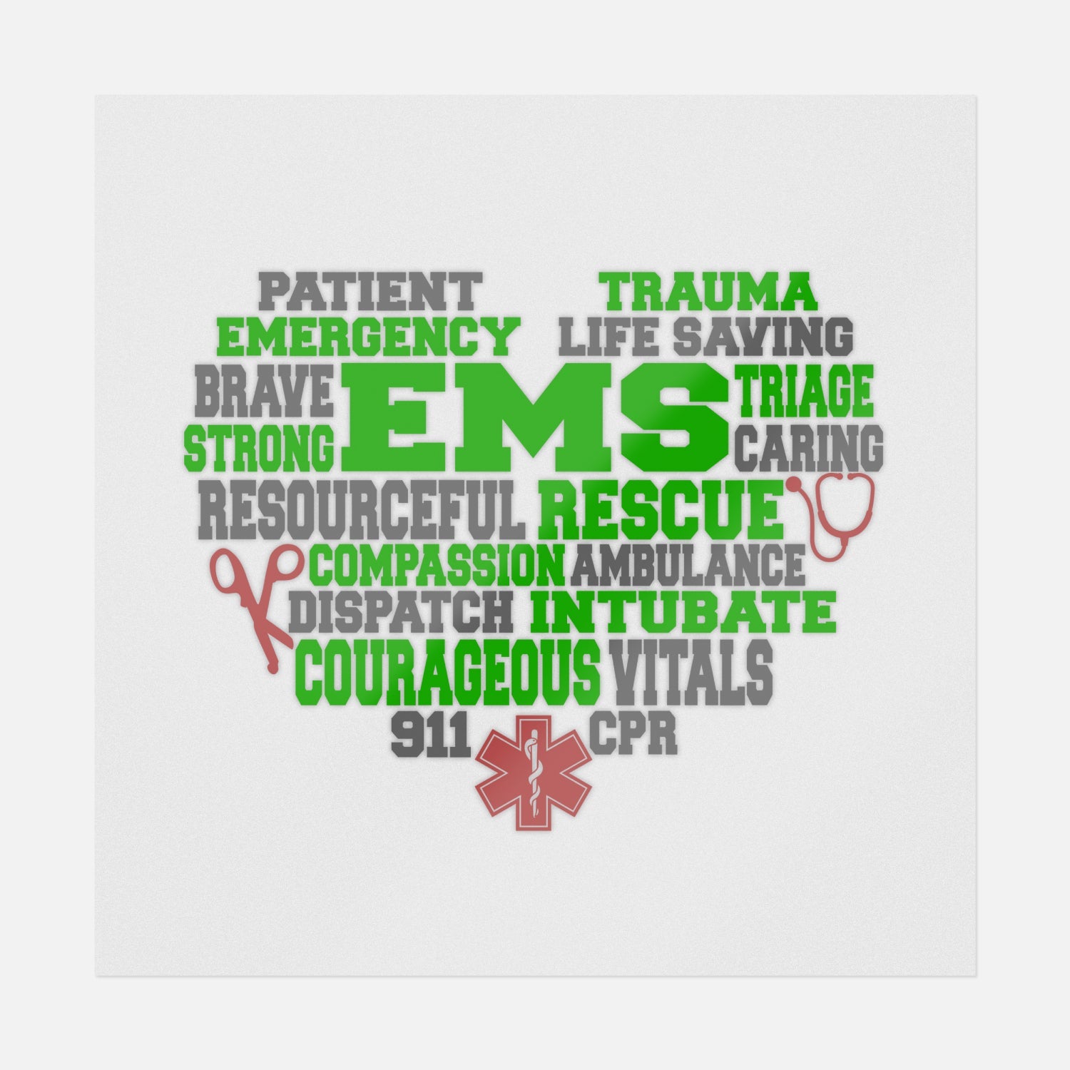 EMS Heart Subway Art | EMT Ready-to-Press DTF Transfers