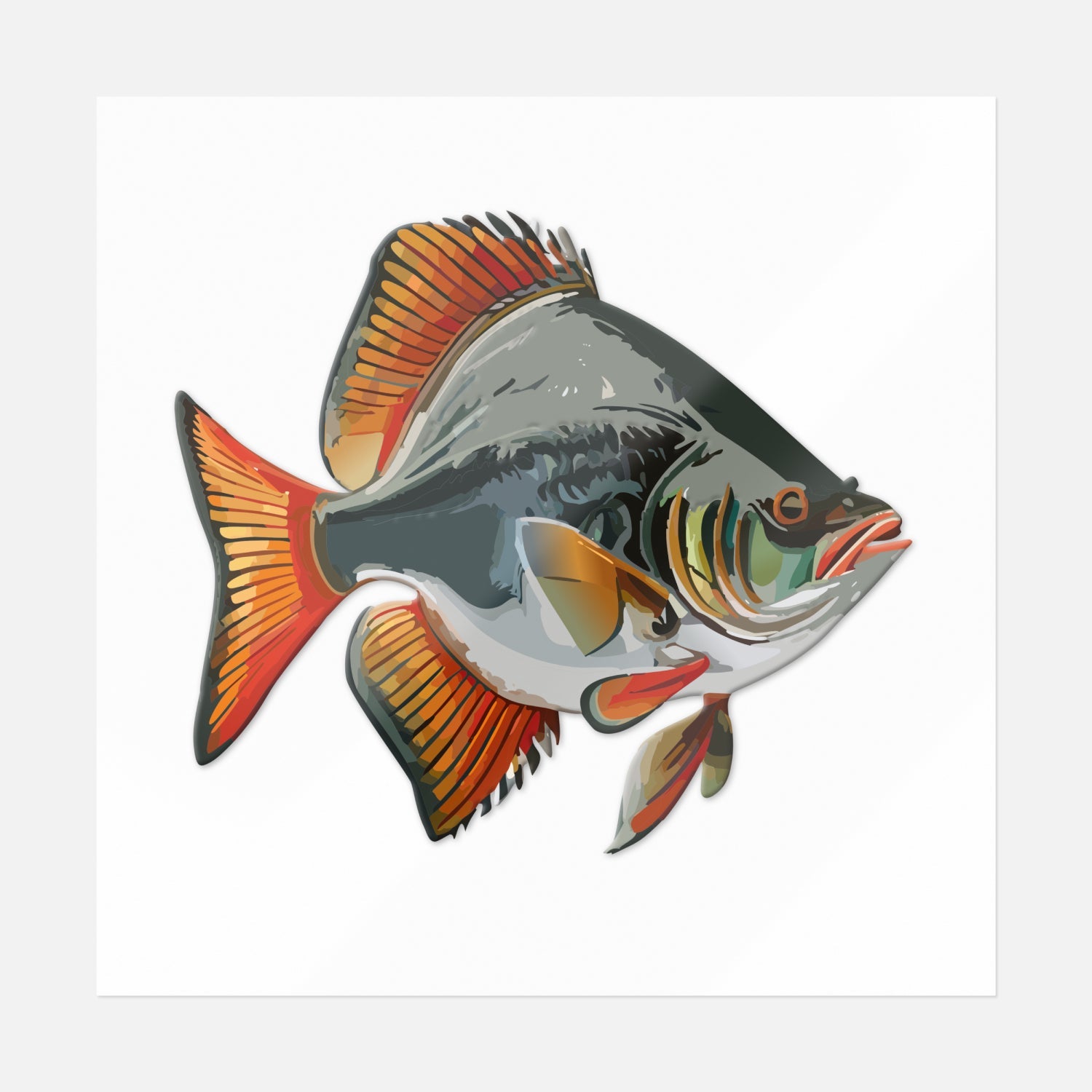 Grey Fish Sticker | UV DTF Transfer Stickers