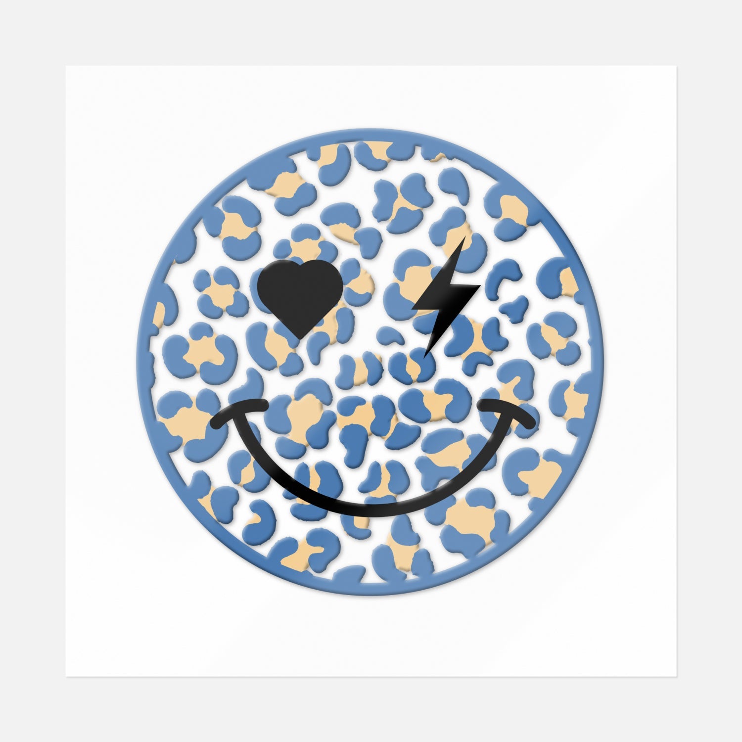 Heart And Thunder Eyes Smiley Sticker | UV DTF Transfer Stickers