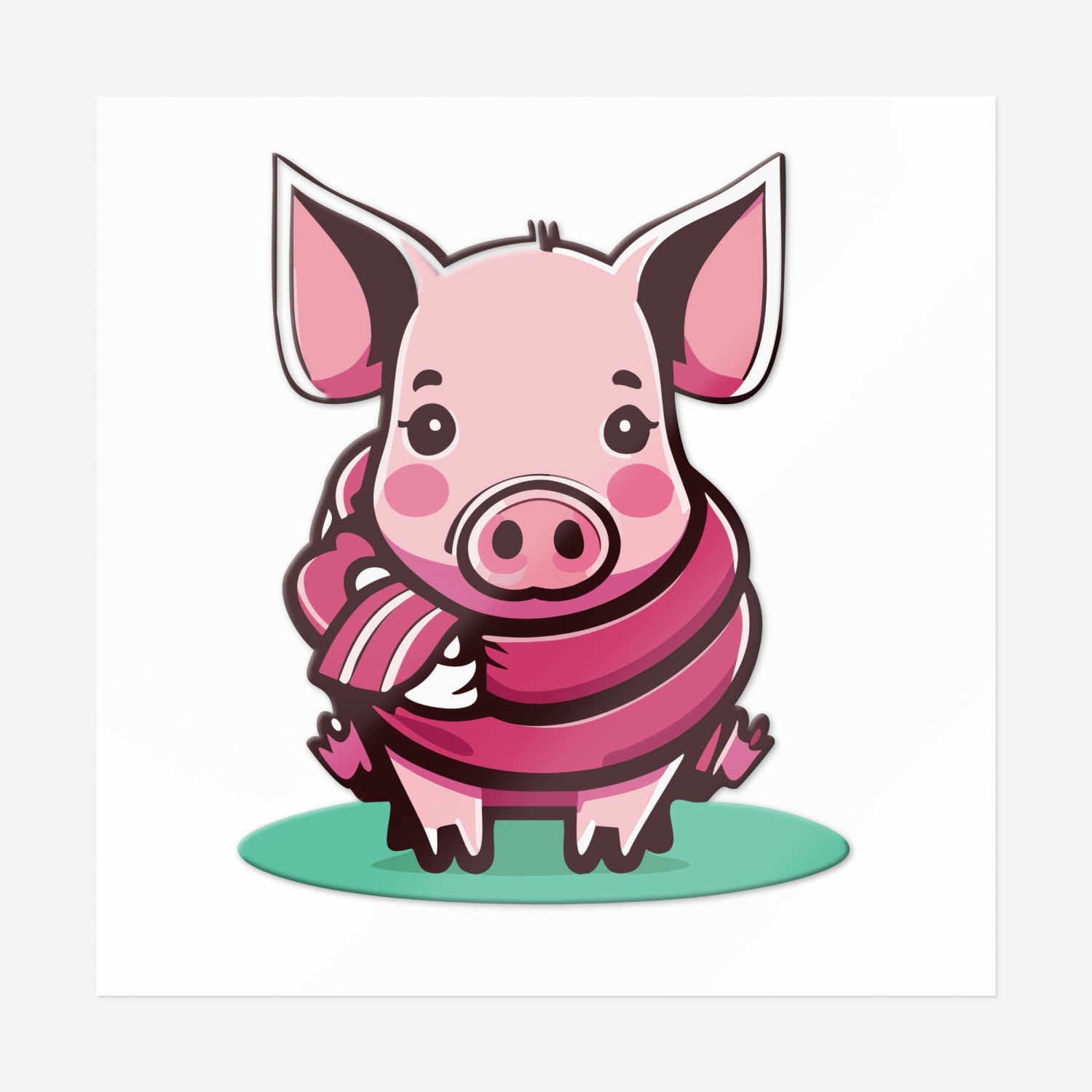 Pig With Scarf Sticker | UV DTF Transfer Stickers