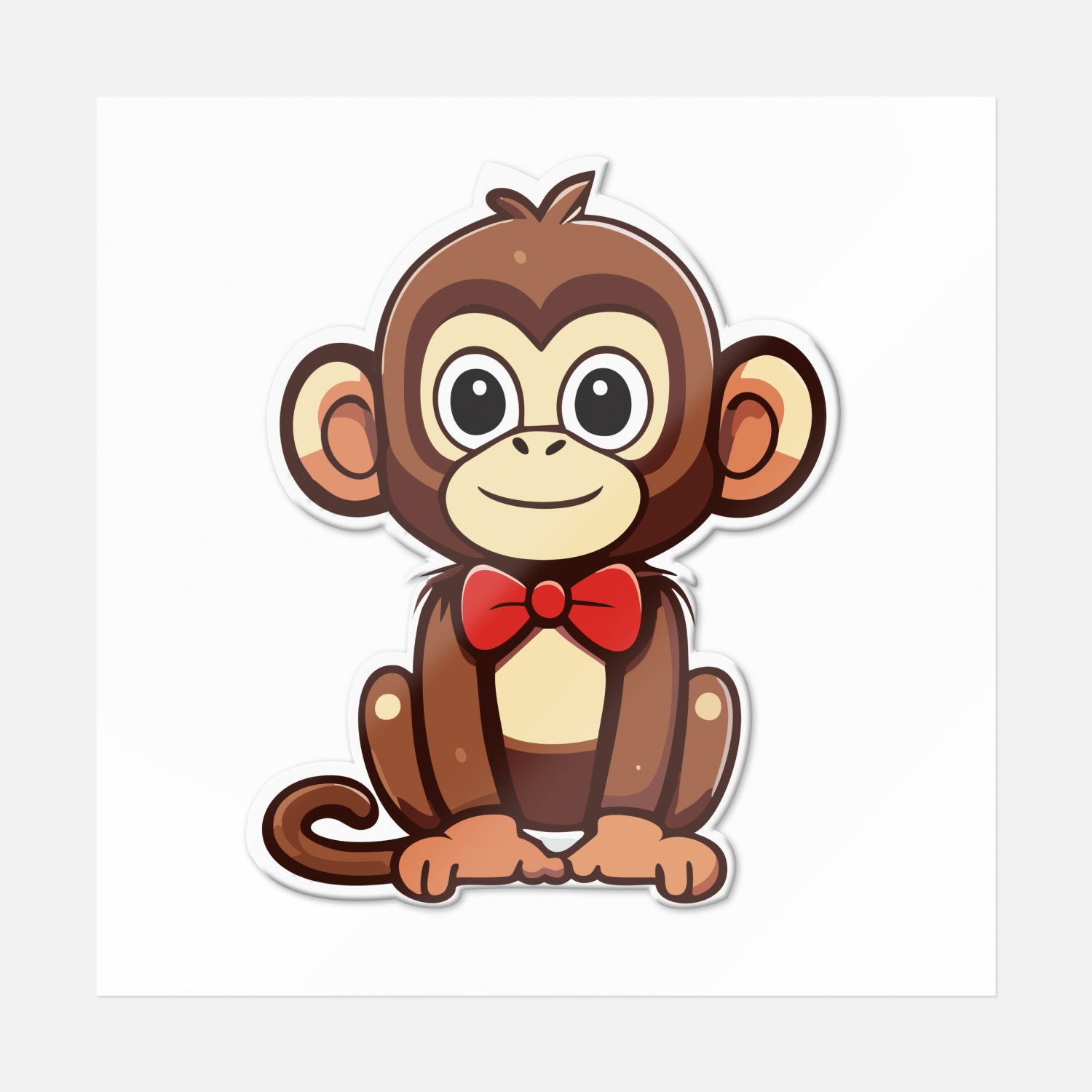 Red Bow Chimp Sticker | UV DTF Transfer Stickers