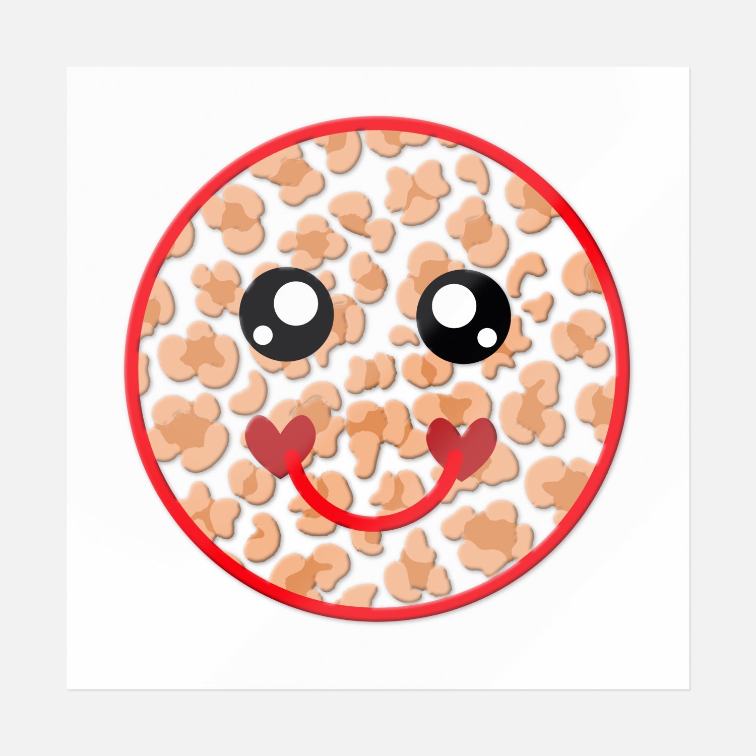 Red Heart Lips Smiley Sticker | UV DTF Transfer Stickers
