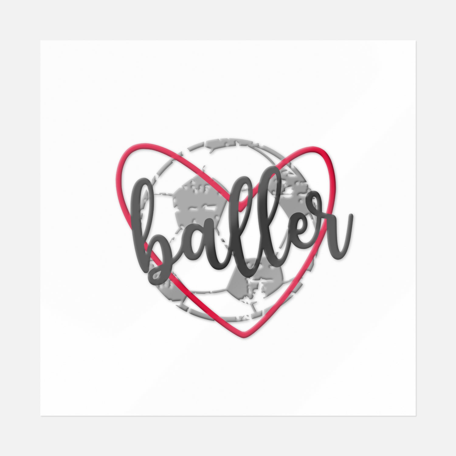Soccer Baller Heart Sticker | UV DTF Transfer Stickers