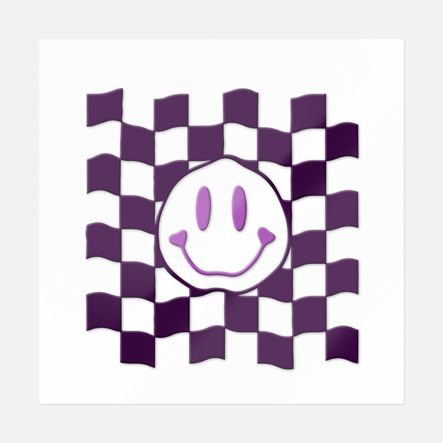Warped Checker Smiley Sticker | UV DTF Transfer Stickers