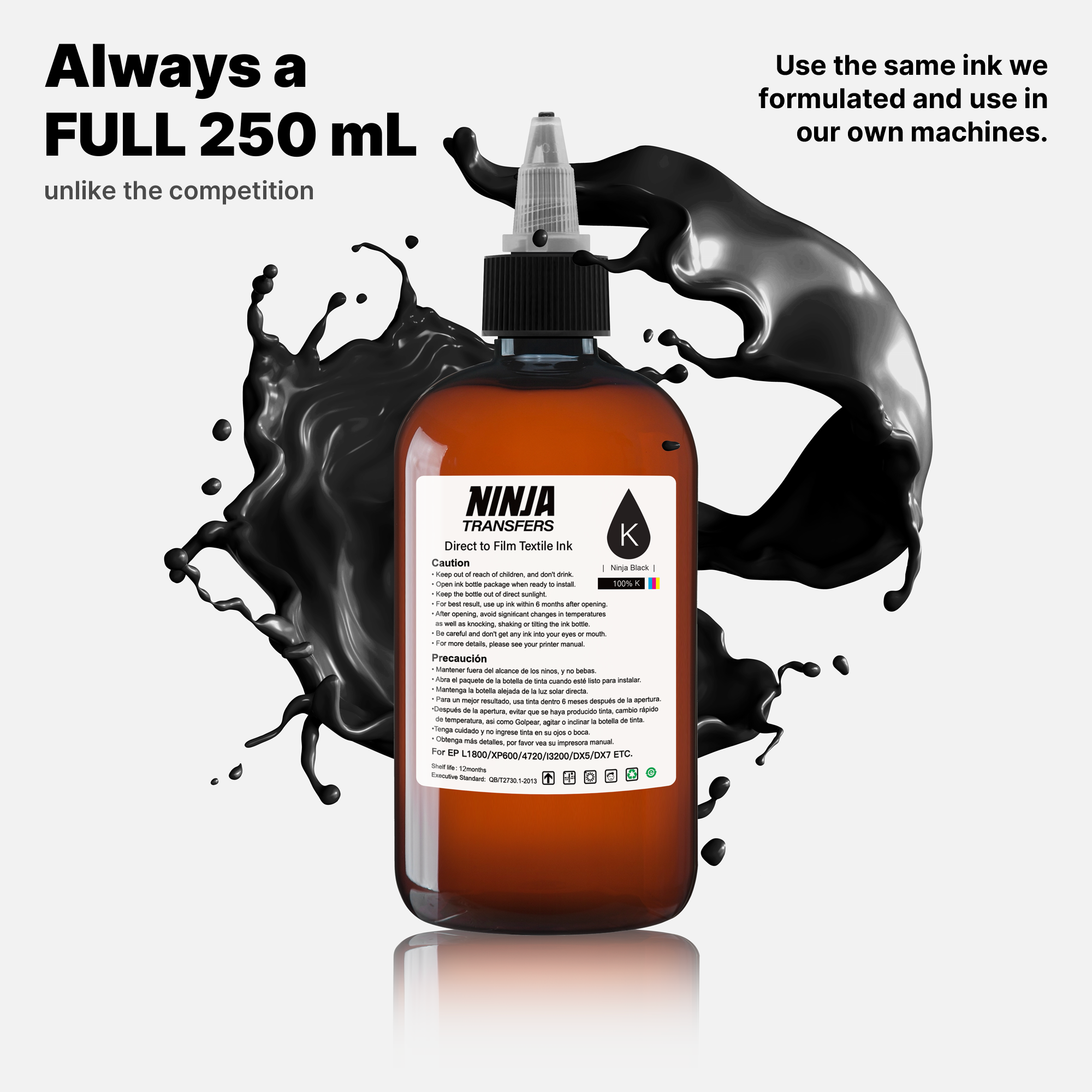 Premium Black DTF Ink | Direct to Film Printer Ink | Ninja Transfers